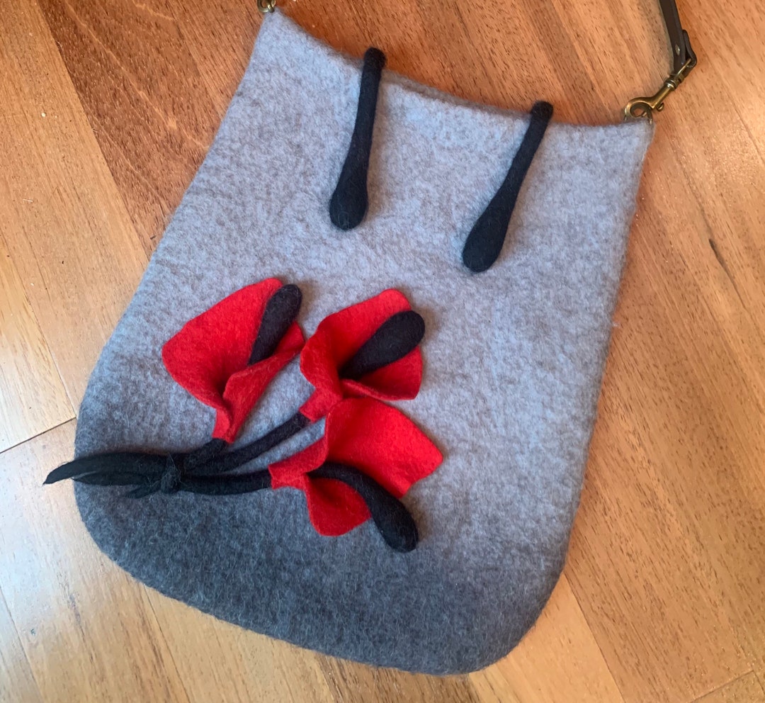 Wool Felt Bag Handmade Floral Women Bag Purse Handbag Tote Textile Bag ...