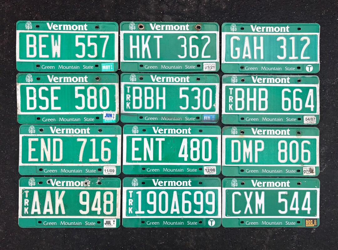 Vermont License Plates - Years Range From 1998 Through 2021. Selling as ...