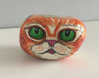 Rainbow Cat Pebble, Hand Painted Stone, Painted Pebble, Decorated Stone ...
