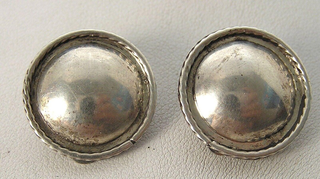 Vintage F. Frank Sandoval Navajo Domed Concho Button Clip on Earrings 7 ...