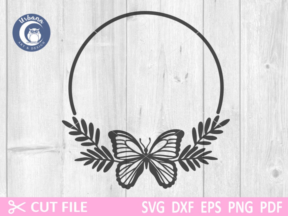 Butterfly Frame SVG Butterfly Wreath Cut File Monogram Frame - Etsy