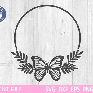 Butterfly Frame SVG Butterfly Wreath Cut File Monogram Frame - Etsy