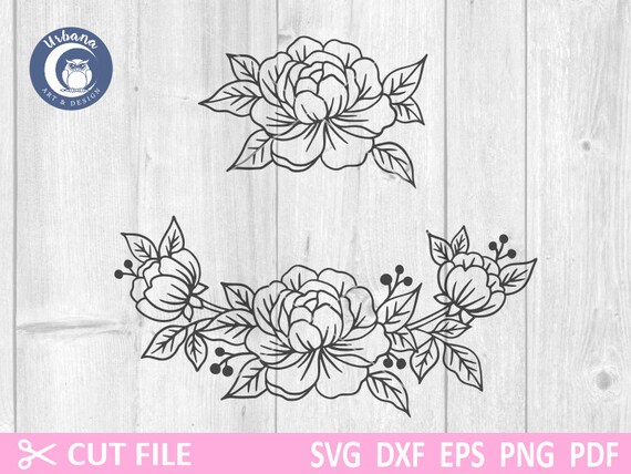 Art & Collectibles Digital Drawing & Illustration Peonies Flowers SVG Peony Flower SVG Floral ...