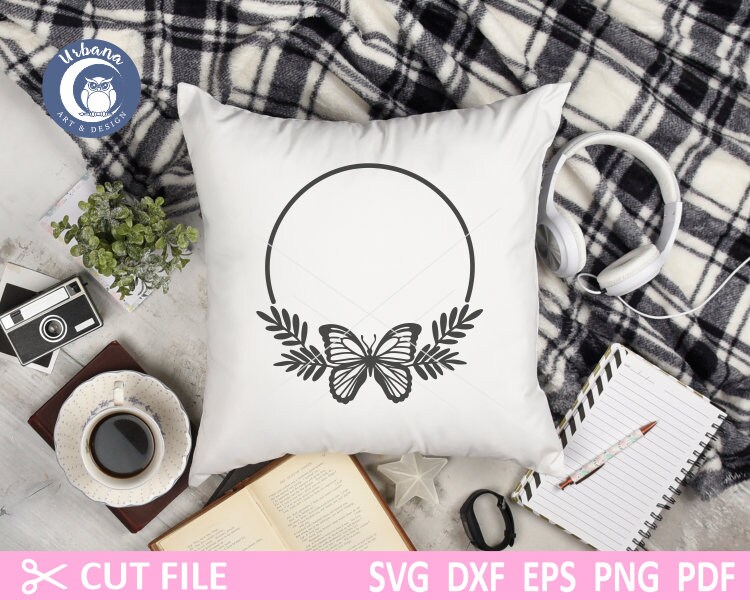 Butterfly Frame SVG Butterfly Wreath Cut File Monogram Frame - Etsy