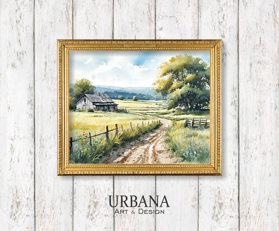 RUSTIC COTTAGE Printable Art, Watercolor Instant Download, Farmhouse ...