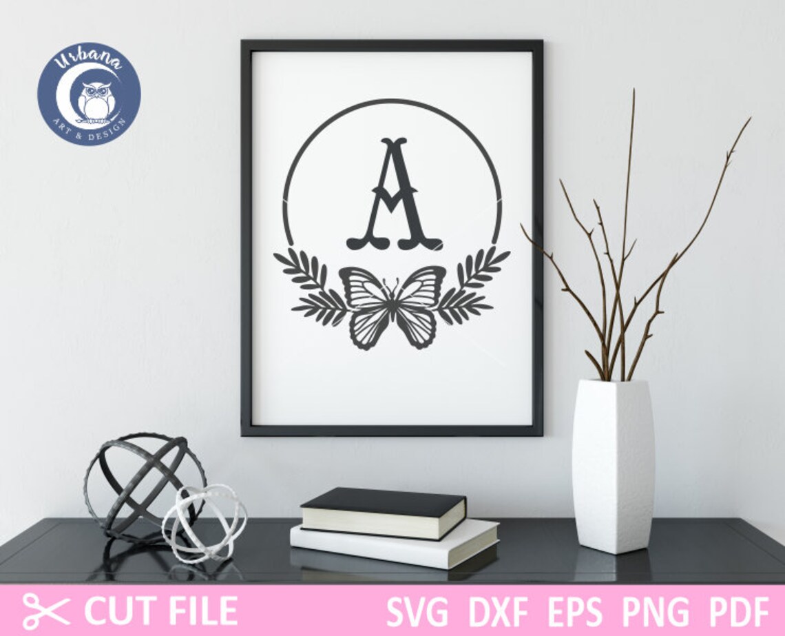 Butterfly Frame SVG Butterfly Wreath Cut File Monogram Frame - Etsy
