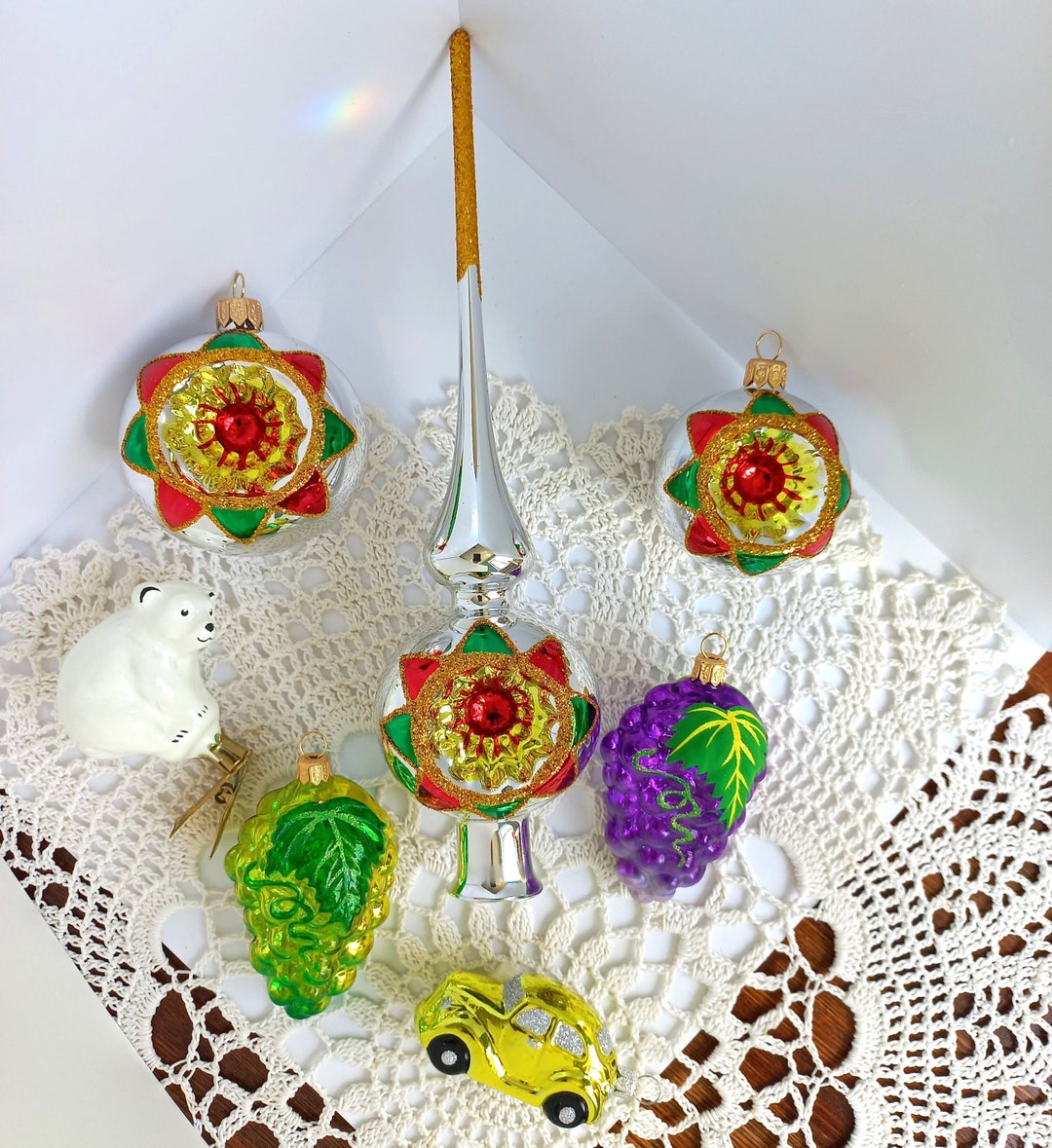 Christmas Bauble, Tree Topper, Polar Bear, Mercury Glass, Christmas ...