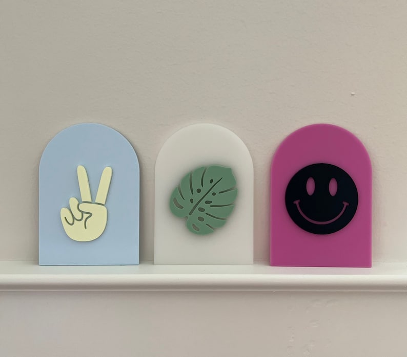 Shelf Decor, Kids Room, Retro Sign, Smiley Face, Peace Sign - Etsy