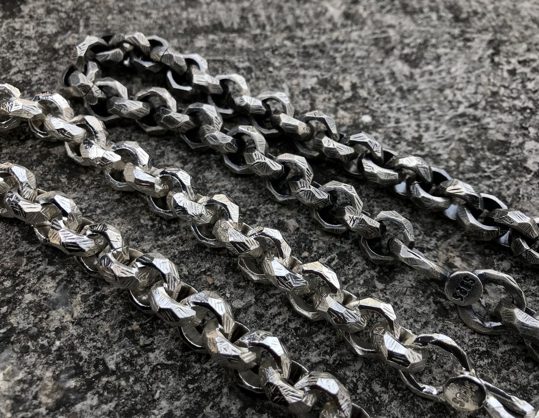 Heavy Silver Rolo Chain, Oxidized Silver Chain, 925 Sterling Silver ...