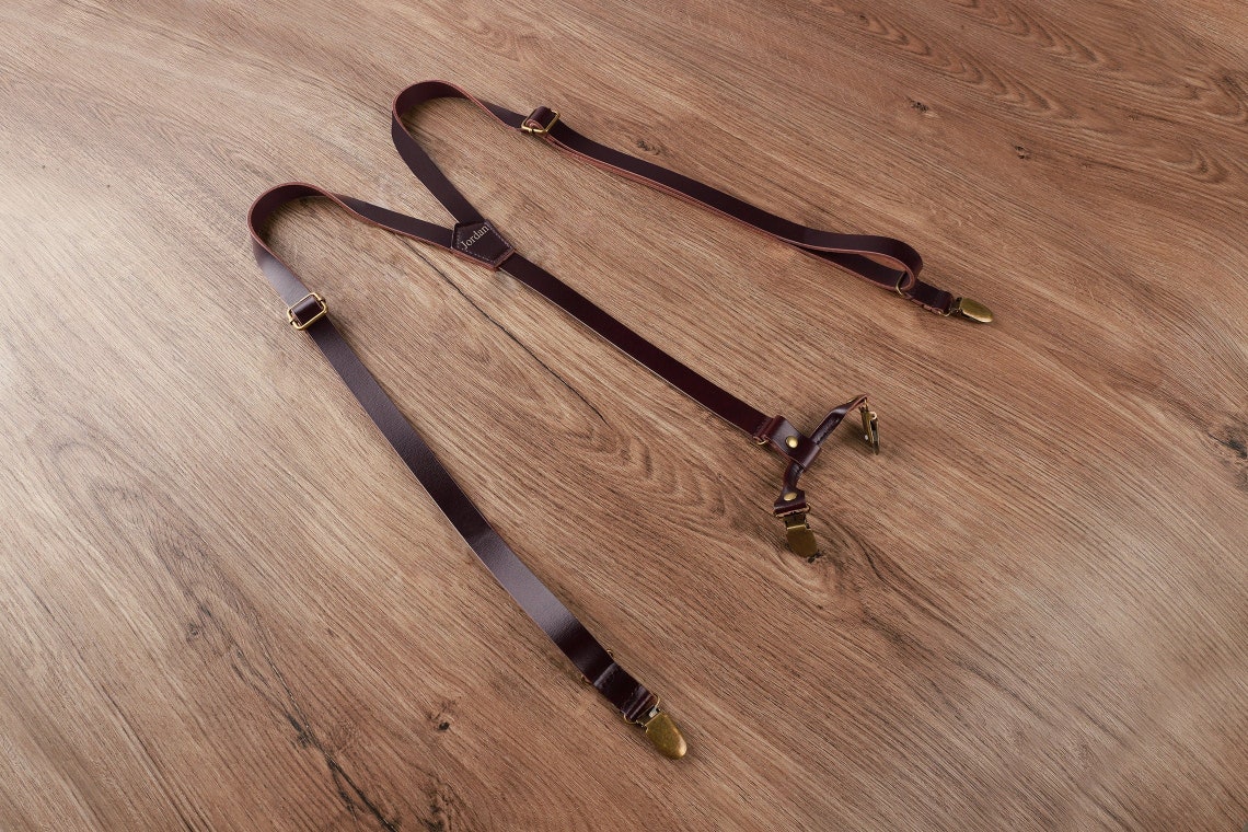 Rustic Wedding Suspenders for Groomsmen Gift Set Dark Brown | Etsy