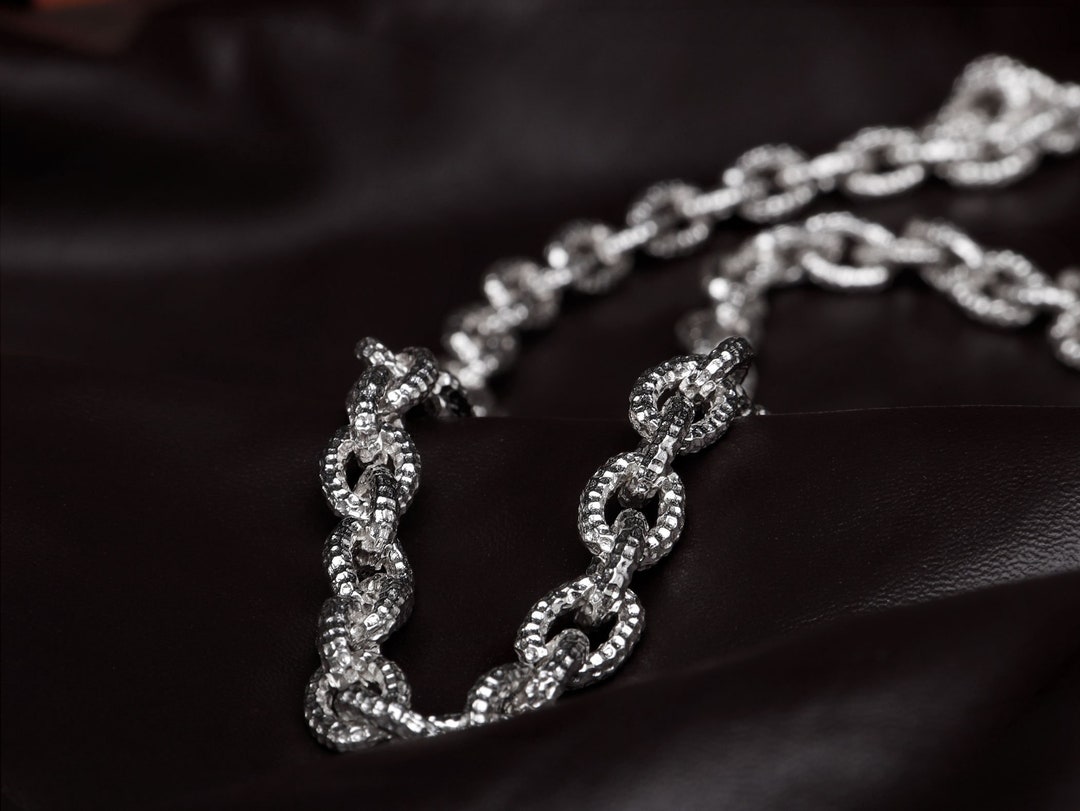 Sterling Silver Heavy Link Chain Necklace Chunky Cable Chain - Etsy