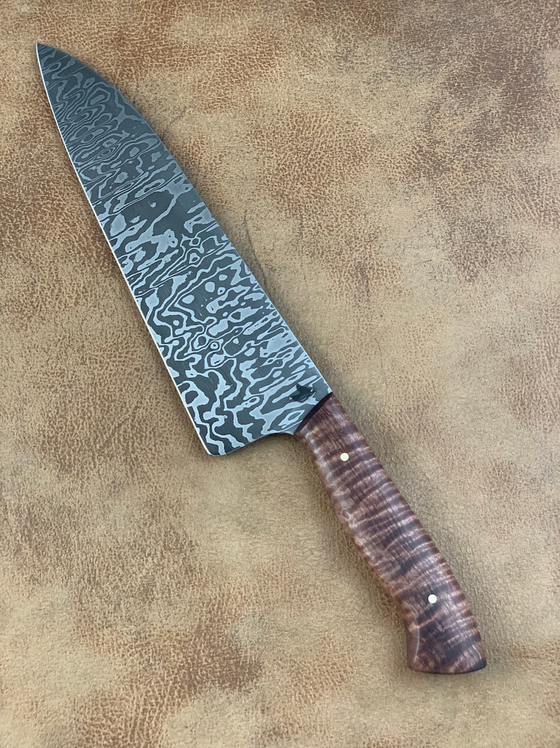 Custom Order for Random Pattern Damascus 8" Carbon Steel Chef Knife - Etsy