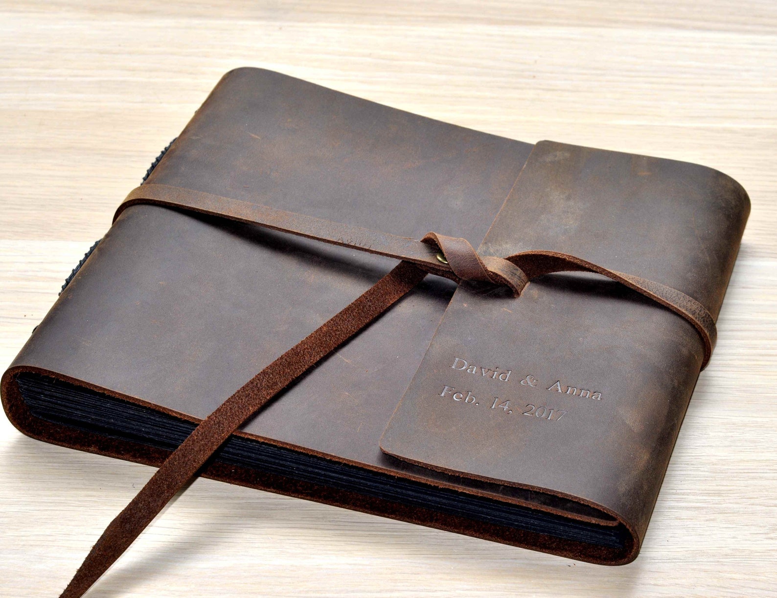 Personalized Leather Scrapbook ,custom Wedding Photo Guest Book, Family ...