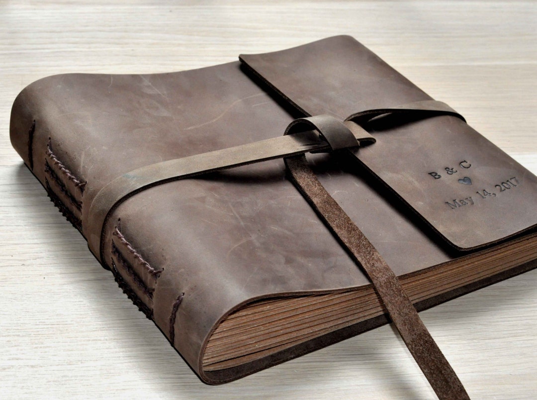 Personalized Leather Scrapbook ,custom Wedding Photo Guest Book, Family ...