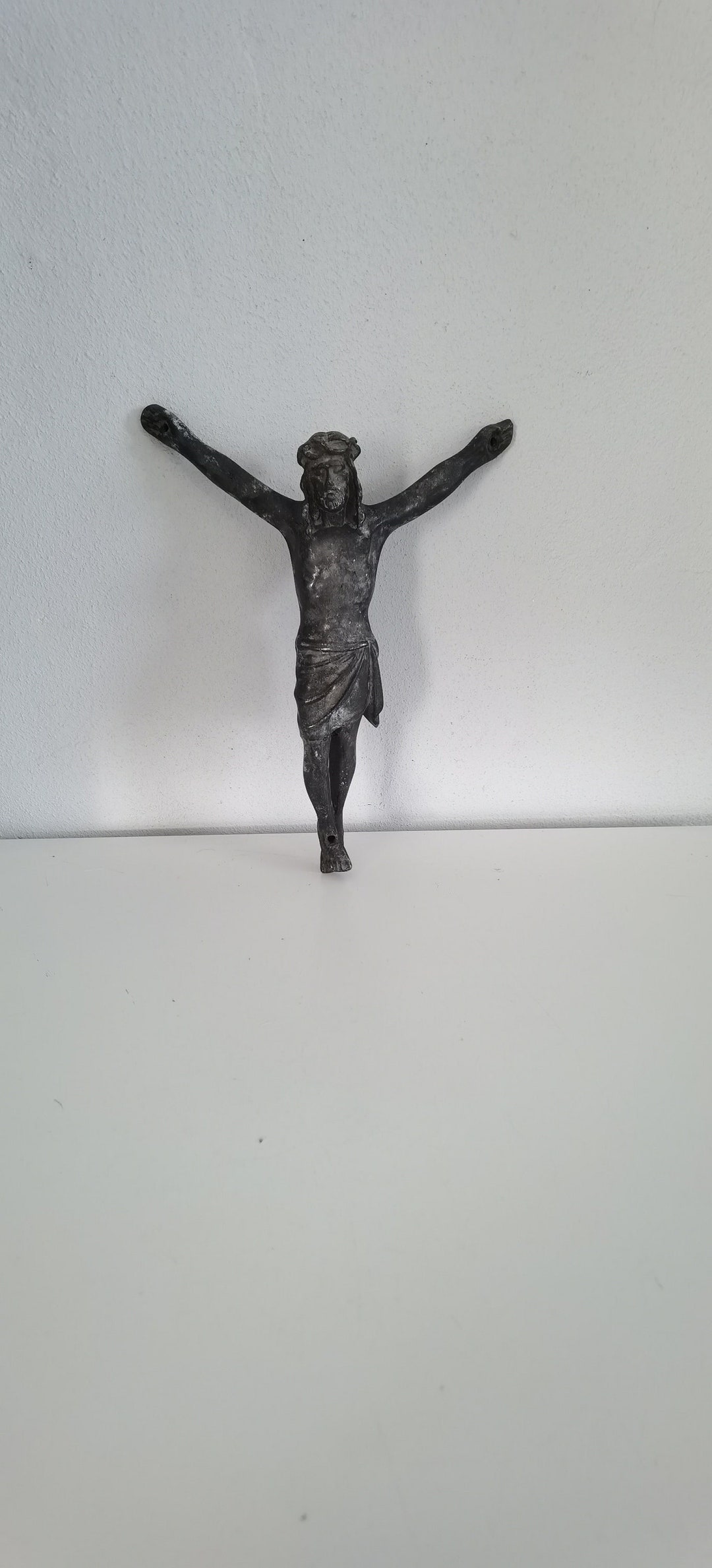 Large Vintage Heavy Metal Pewter Jesus Figurine, Religious, Catholic ...