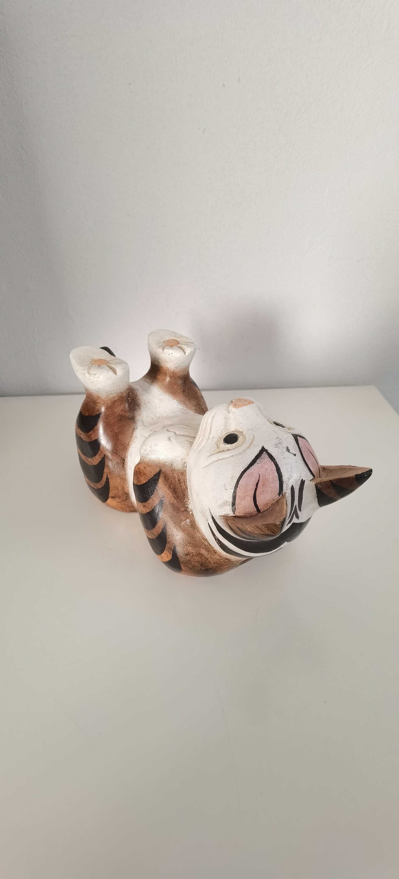 Cat Painted Tabby Lying Brown and White Cat Wooden Cat - Etsy