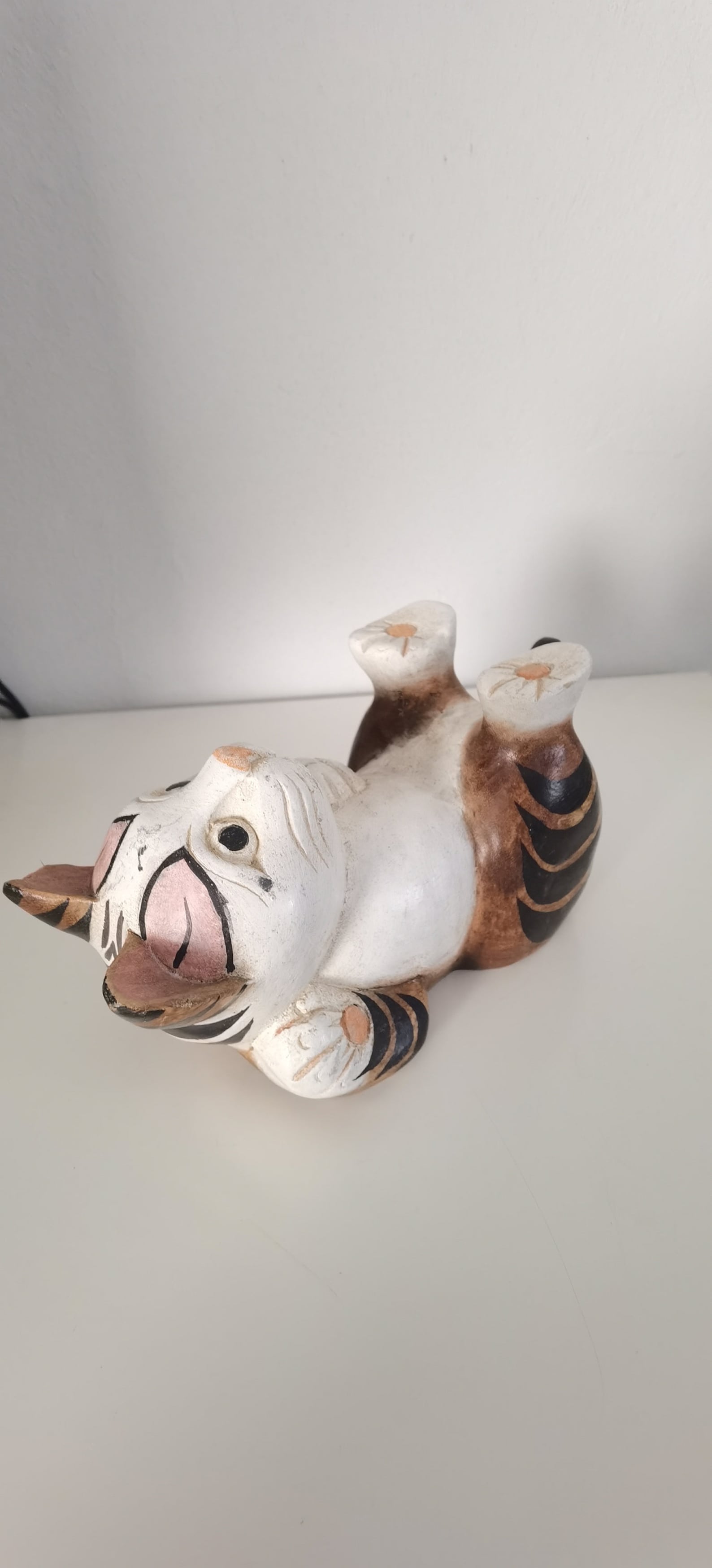 Cat Painted Tabby Lying Brown and White Cat Wooden Cat - Etsy