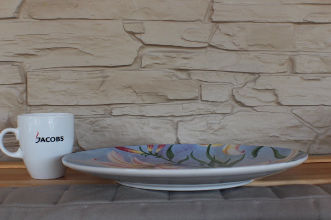 Stunning Large Ceramic Siaki Collectors Plate LILIES Flowers, Floral ...