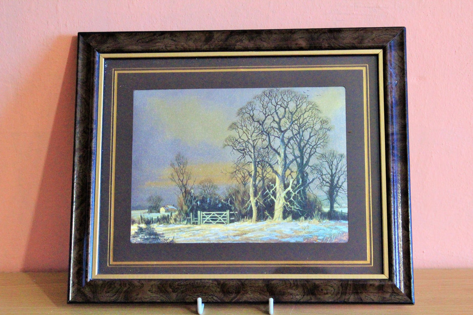 Vintage Glittery Print Signed Vincent Selby Forest Farm Winter - Etsy