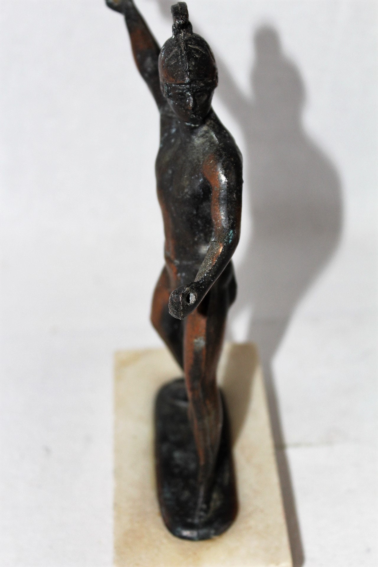 Vintage Copper Bronze Roman Soldier on Marble Base Statue - Etsy