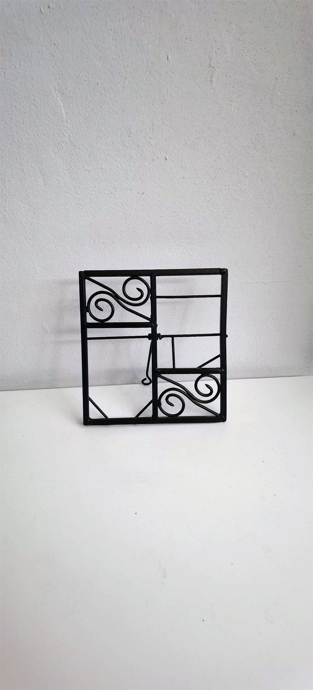 Vintage Black Wrought Iron Book Picture Display Stand Easel Tabletop ...