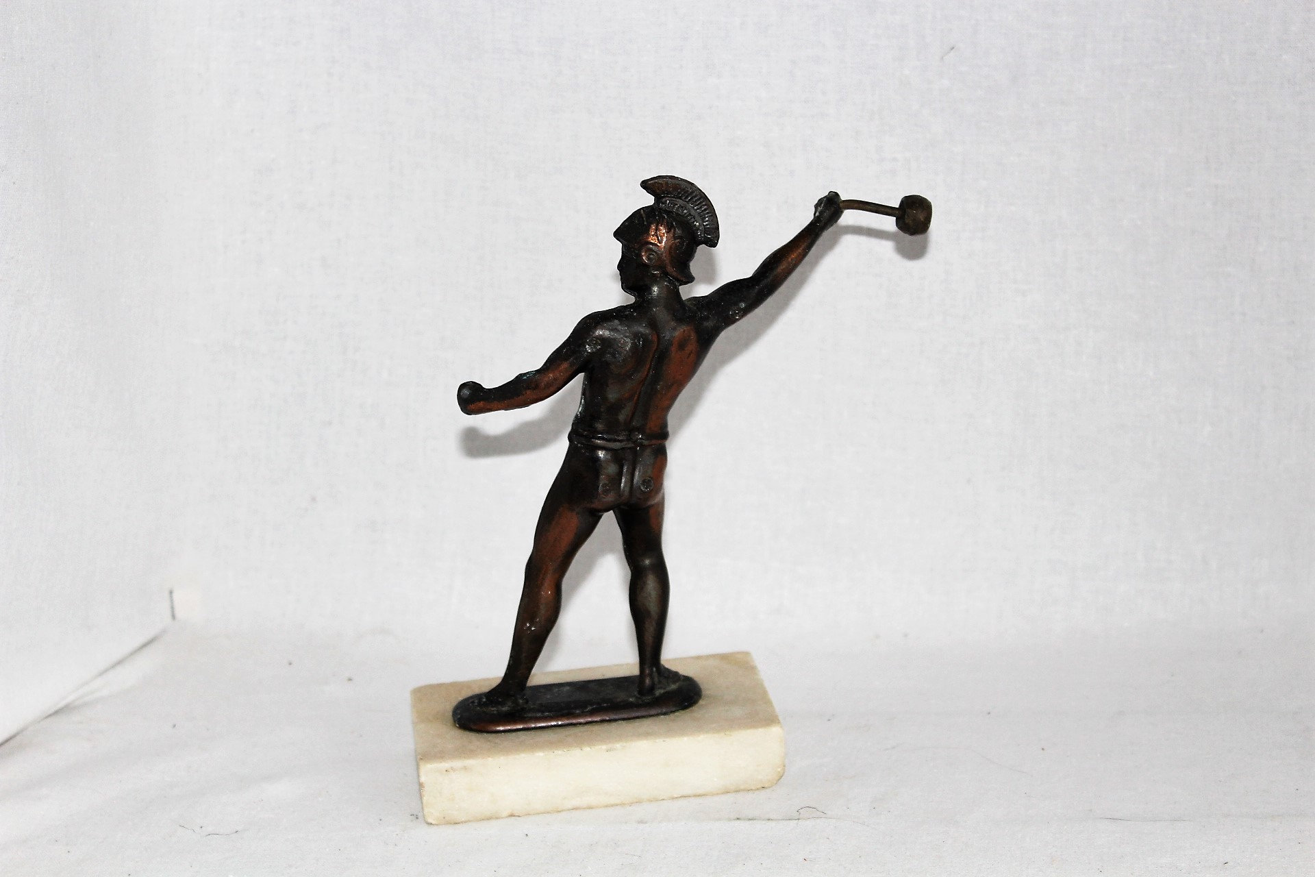 Vintage Copper Bronze Roman Soldier on Marble Base Statue - Etsy