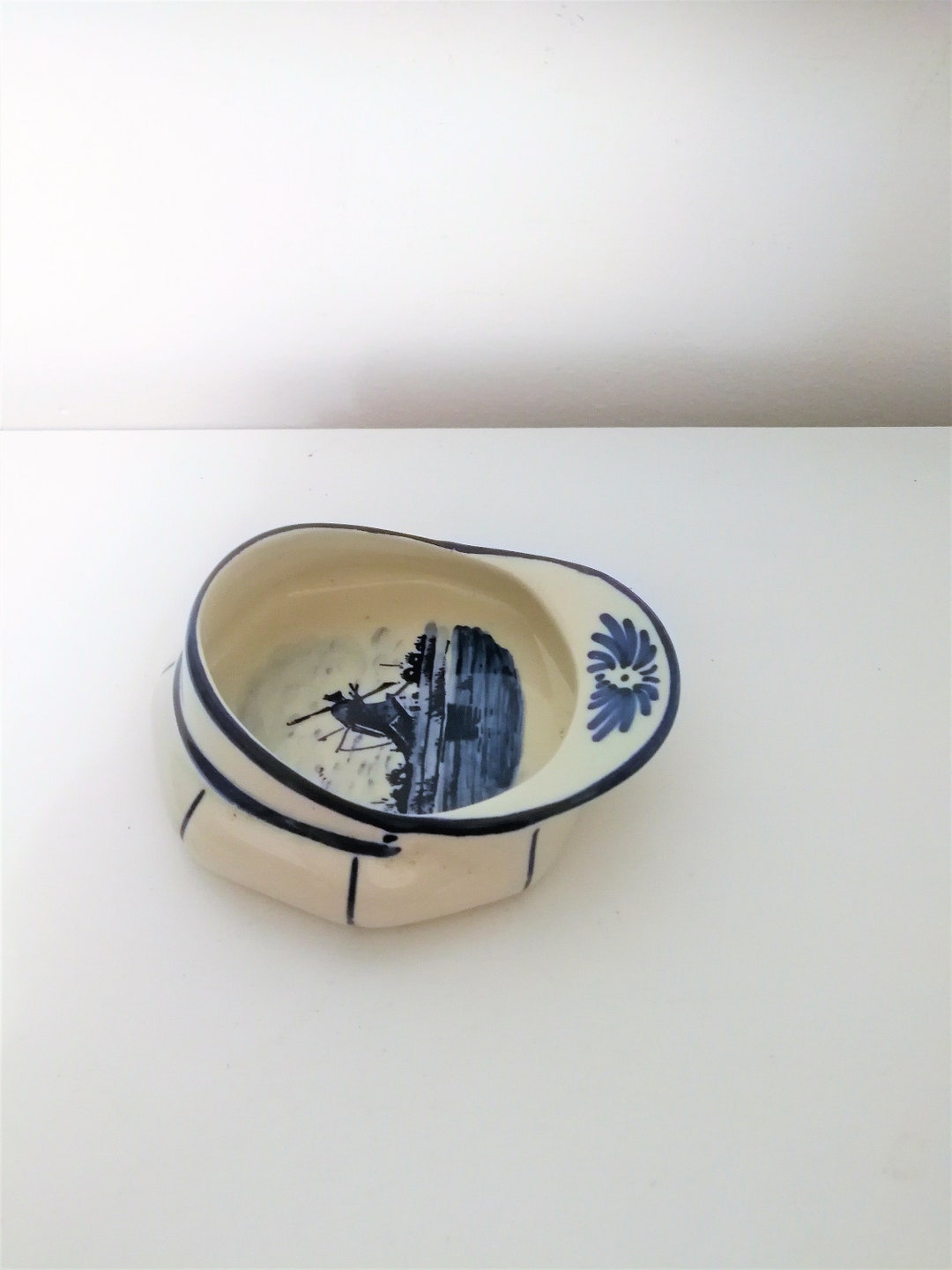 Delft Hand Painted Ashtray Blue and White Windmill Holland / - Etsy