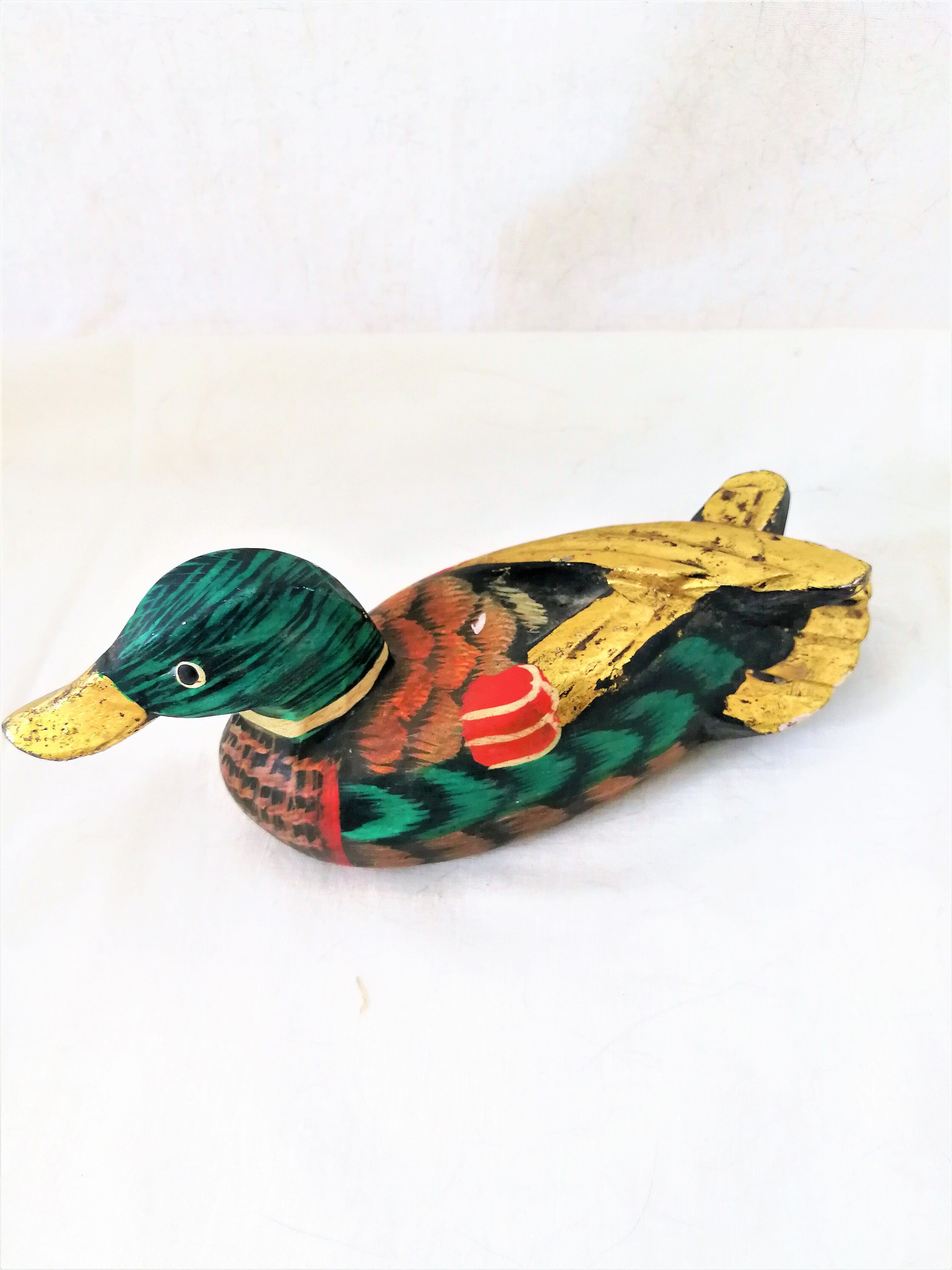 Vintage Wooden Denmark Duck Figurine, Duck Bird Statue, Danish Wood ...