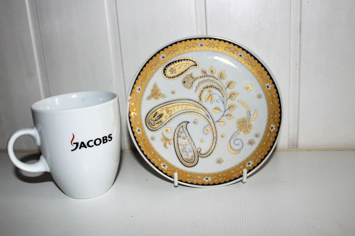 Vintage Chinese Porcelain Plate, Yellow Gold Ornaments Plate Made in ...