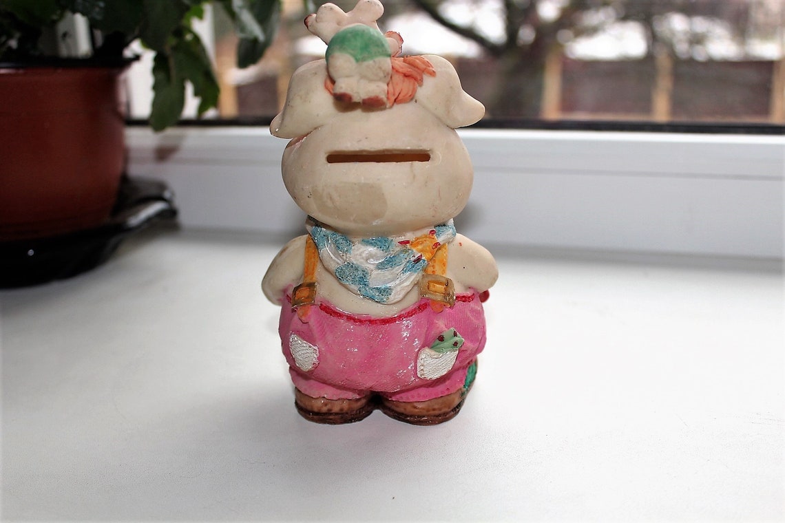 Fantastic Vintage Money Box Ceramic Pig Funny Hand Made Hand | Etsy