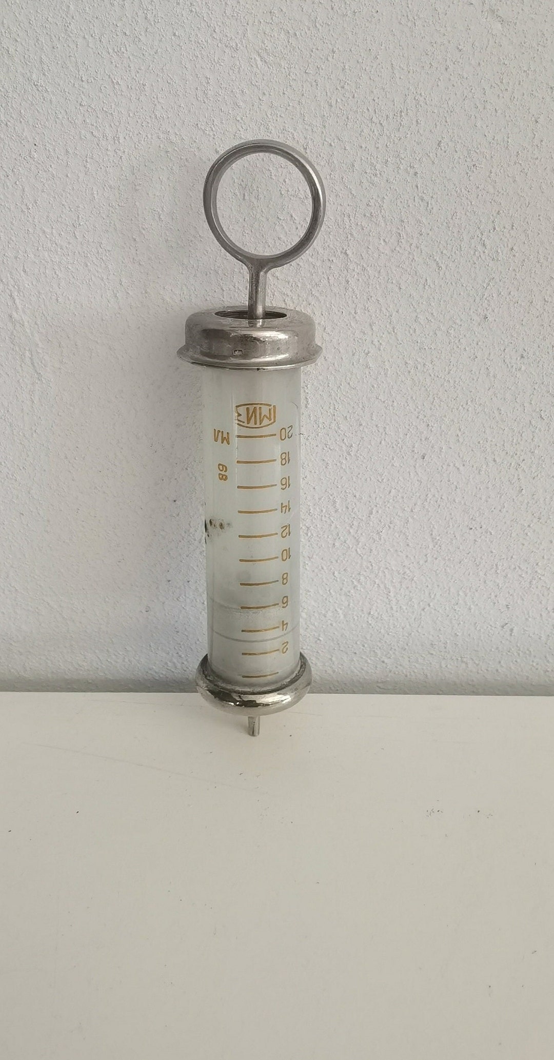 Vintage Medical 20ml Chirana Glass Syringe Record Hypodermic Metal Tip ...