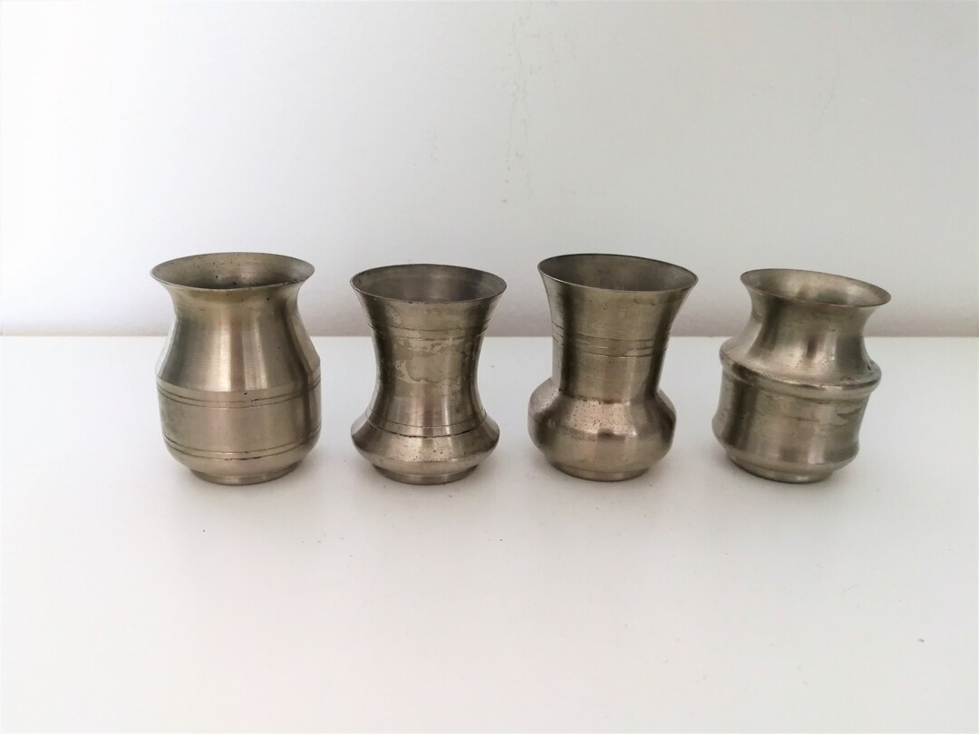 4 Pewter Wine Goblets, Wine Cups, Pewter Glasses, Drinkware, Kitchen ...
