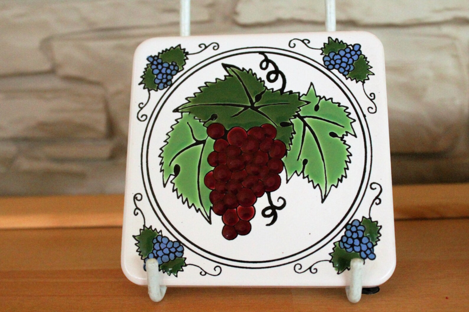 Set of 7 Ceramic Grapes Coasters Drink Coasters Wine Cork - Etsy