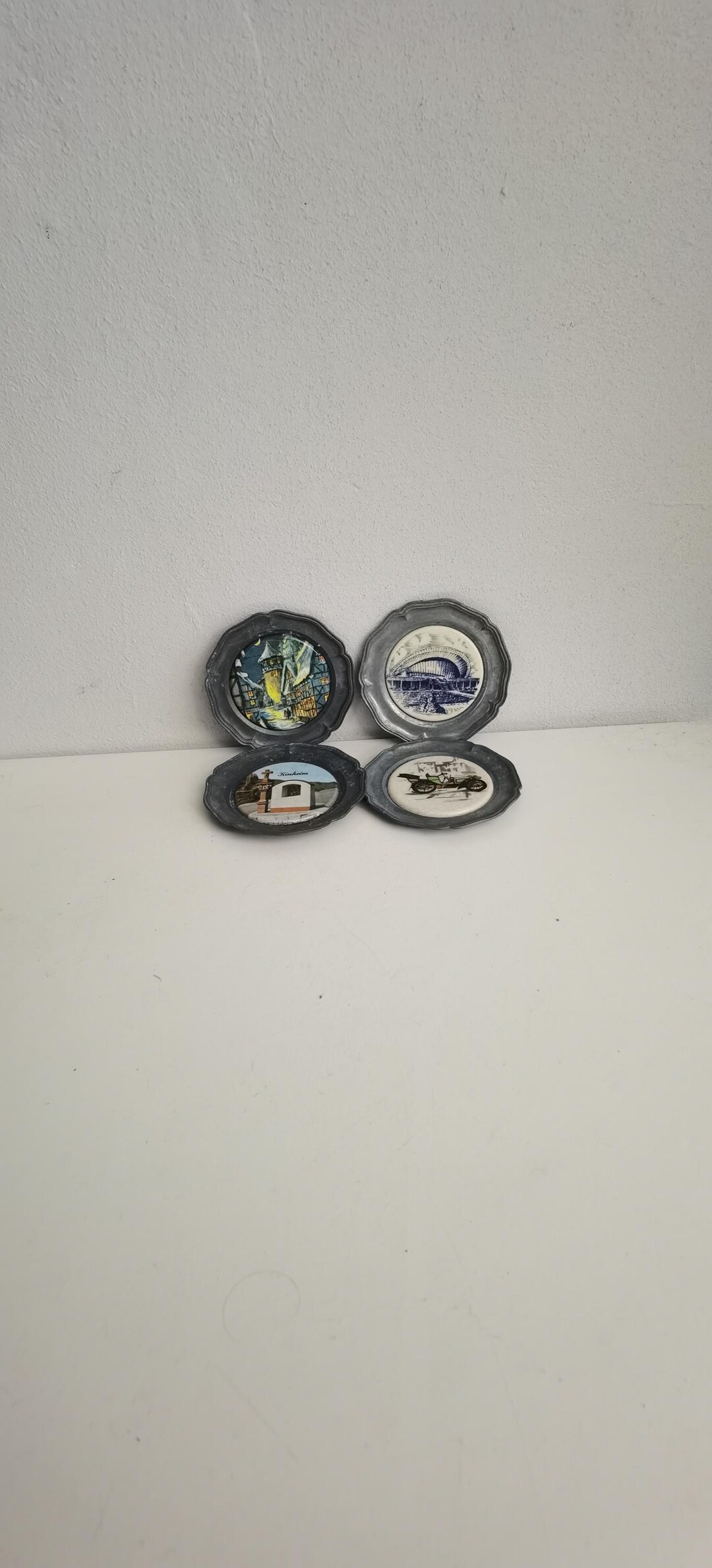 Vintage 4 Pewter / Zinn Coasters Set German Mark Coasters / Coasters ...