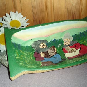Vintage Large Norwegian Wooden Bowl Signed Hand Painted Trolls Norway ...