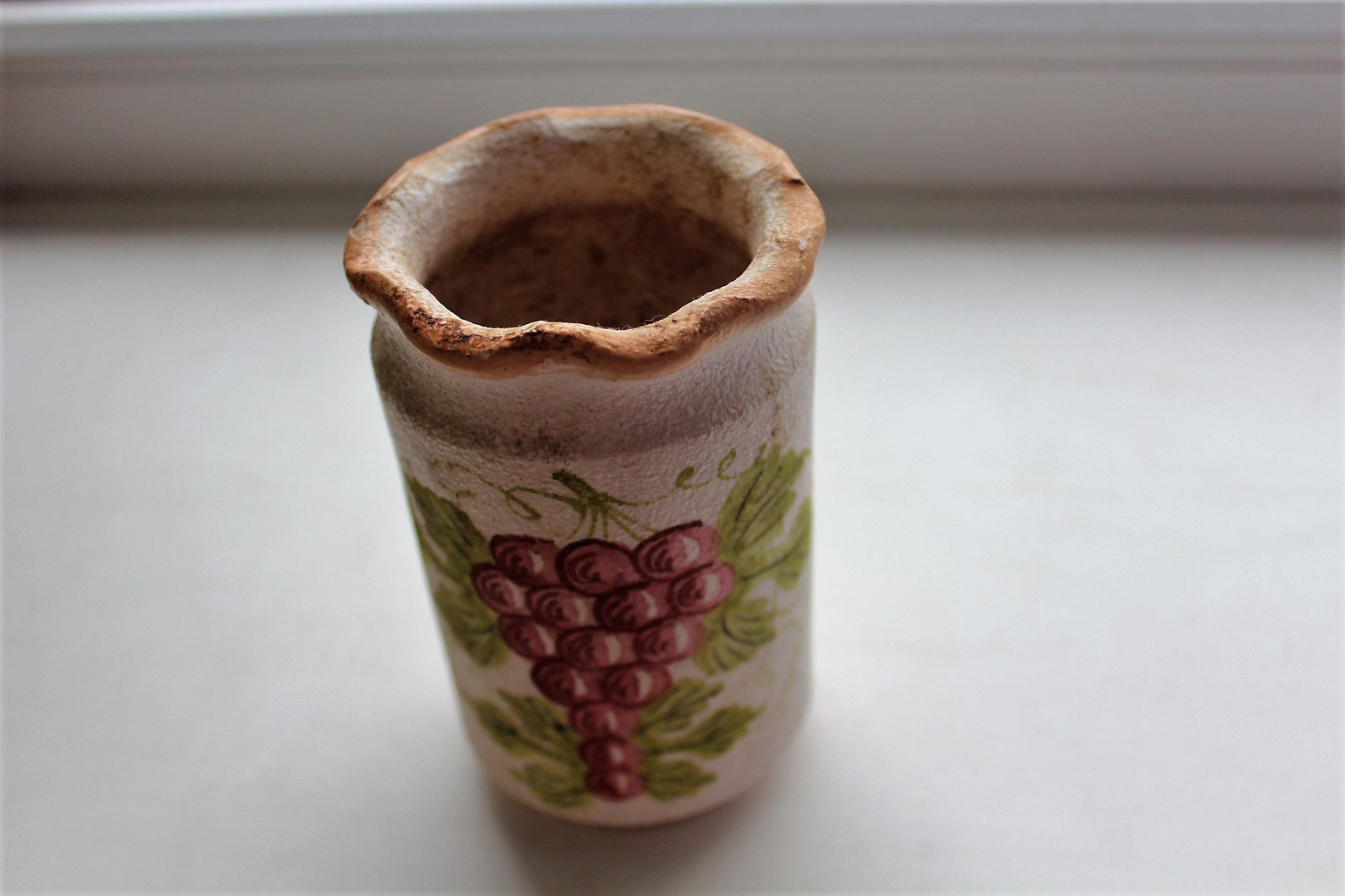 Vintage Hand Made in Cyprus Art Pottery Vase Signed Grapes | Etsy