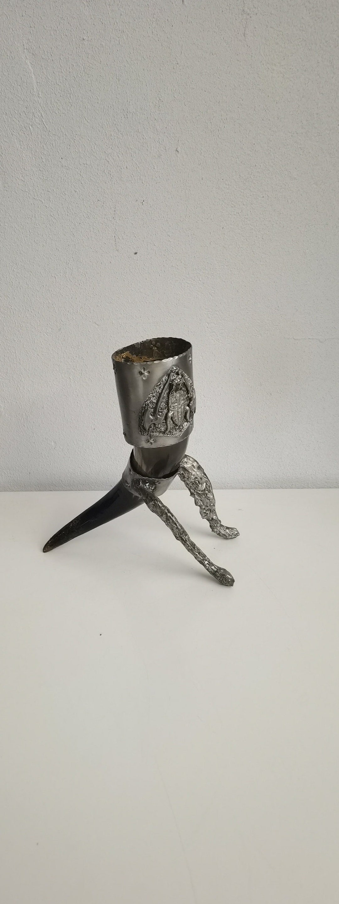 Vintage Norwegian Viking Drinking Horn Norway Antique Pewter Beer ...