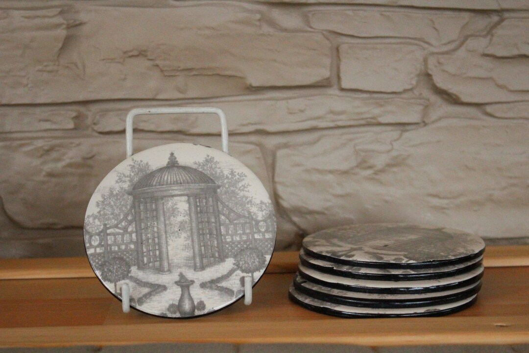 Vintage Black & White Coasters, Summerhouse, Shabby Chick Coasters ...