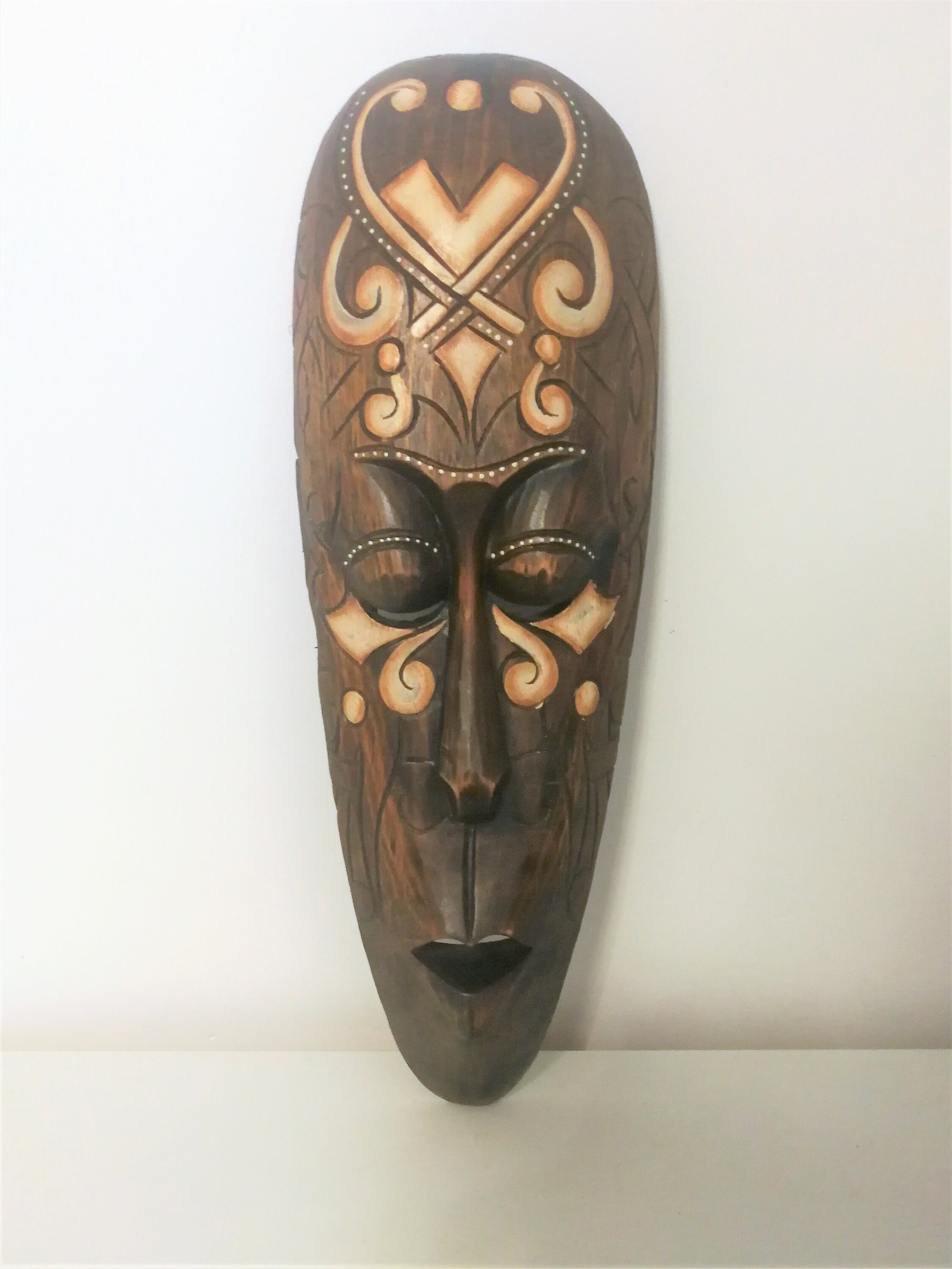 African Wooden Mask Wall Hanging Wooden Face Wall Plaque | Etsy