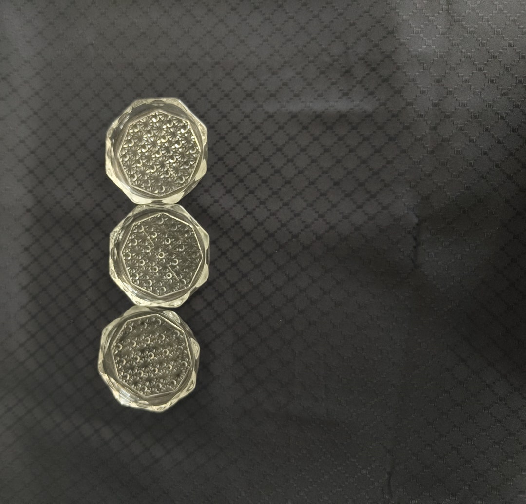 Set of 3 Glass Coaster, Crystal Look Coasters , Cut Glass Coasters ...