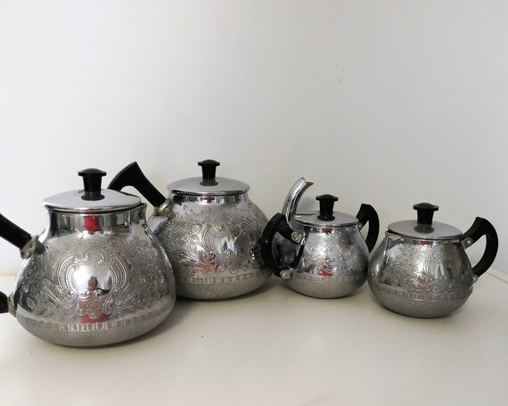 Soviet Russian Nickel Aluminum Set Teapot Coffee Pot Creamer | Etsy