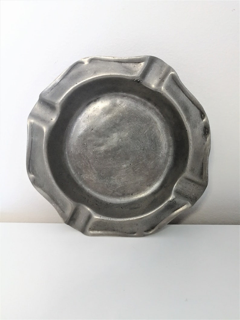 Antique Italian Edeltin Etain Pewter Ashtray Crowned Rose Stamp Italy ...