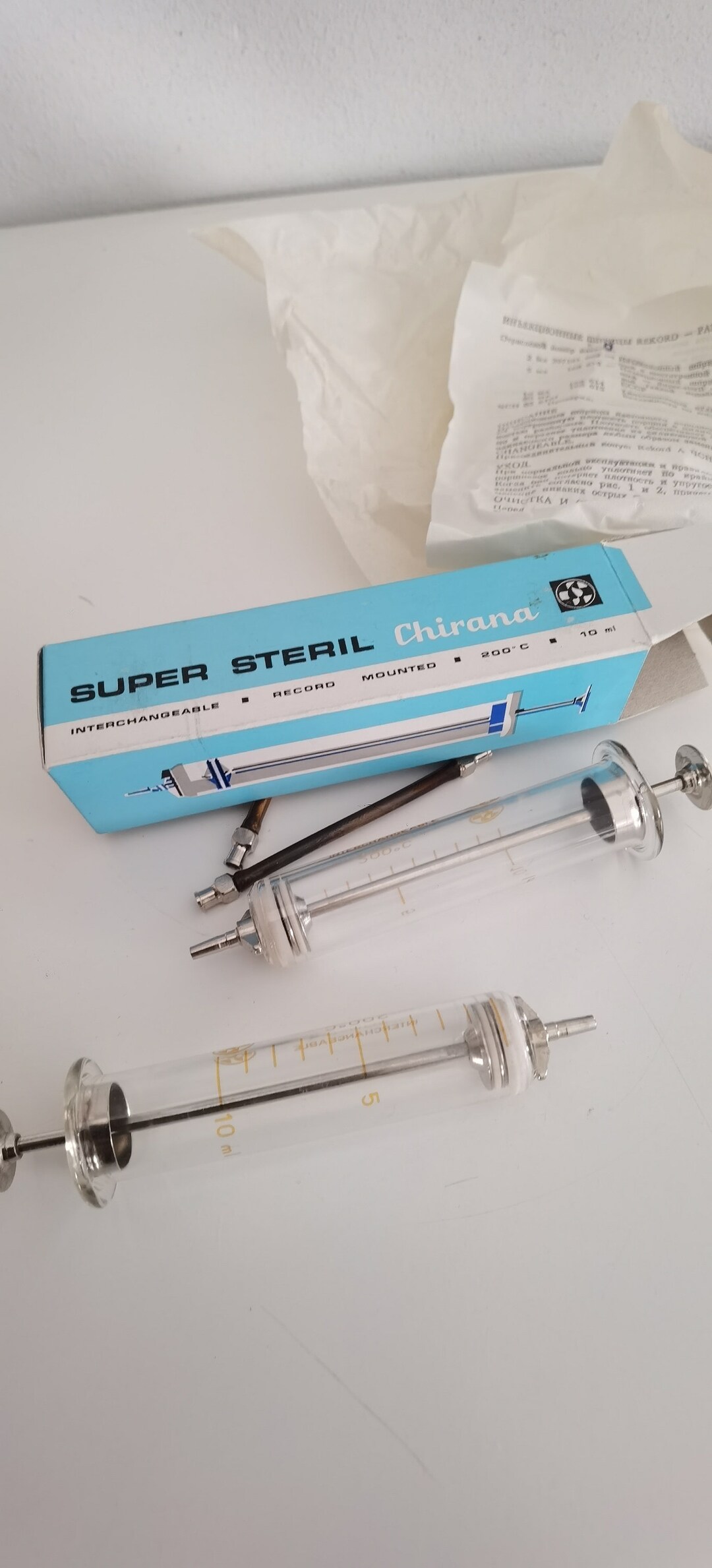 Vintage Medical 1 Pc / 10 ML Chirana Glass Syringe Record Hypodermic ...
