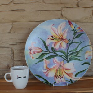 Stunning Large Ceramic Siaki Collectors Plate LILIES Flowers, Floral ...