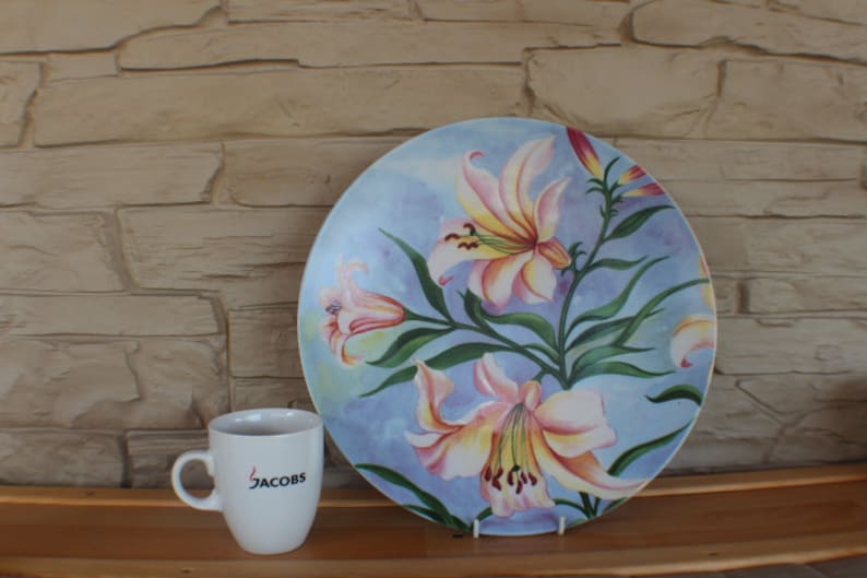 Stunning Large Ceramic Siaki Collectors Plate LILIES Flowers, Floral ...