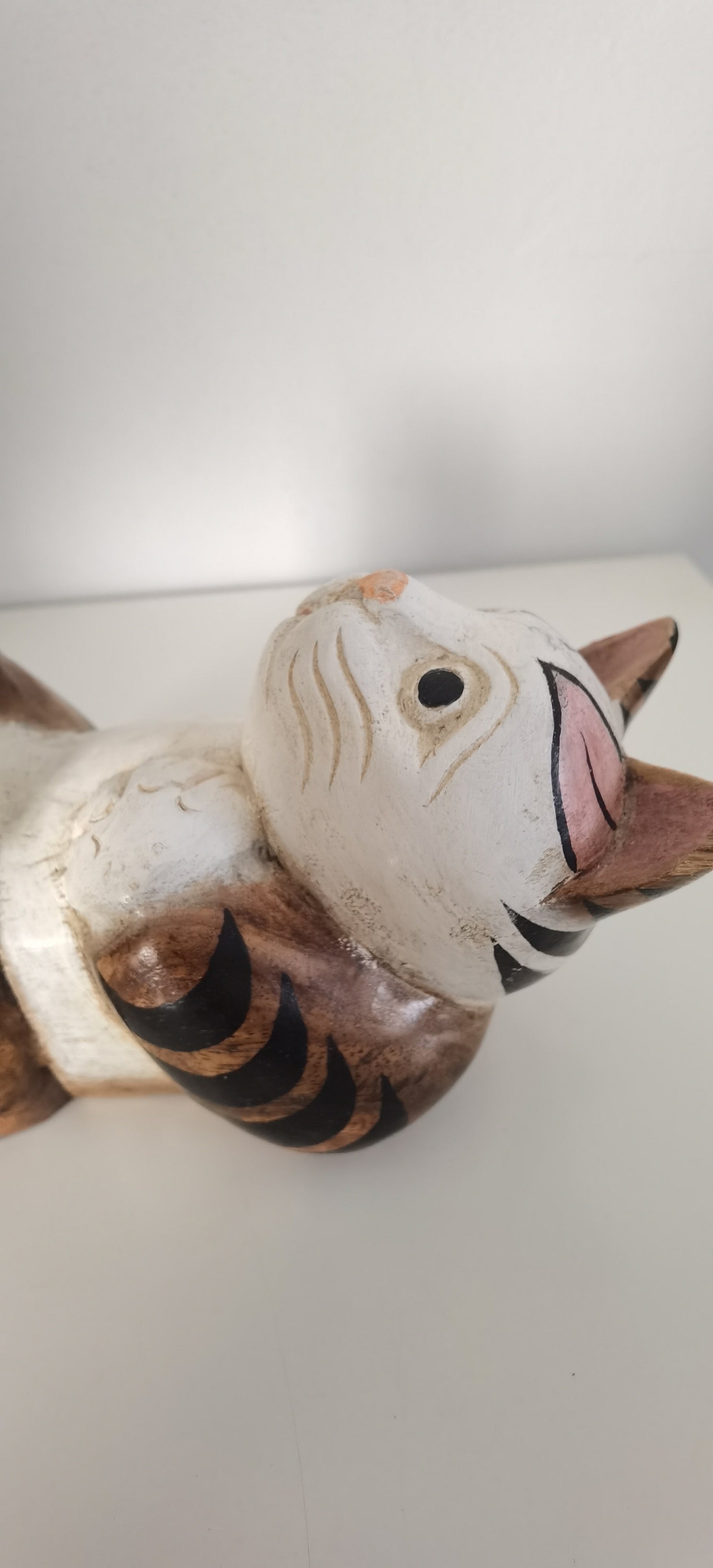 Cat Painted Tabby Lying Brown and White Cat Wooden Cat - Etsy