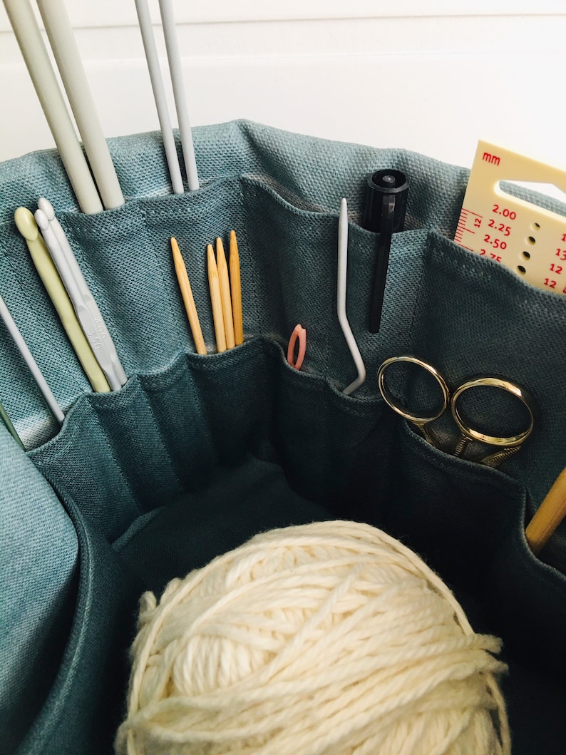 Gift for Knitters Organic Canvas Knitting Bag/organizer With - Etsy