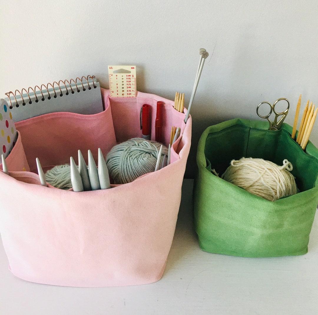 Organic Cotton Knitting Bags. Large Organizer/project Bag With Many ...