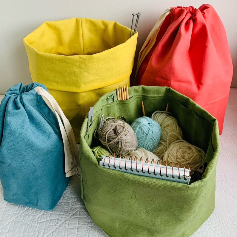 Gift for Knitters Organic Canvas Knitting Bag/organizer With - Etsy