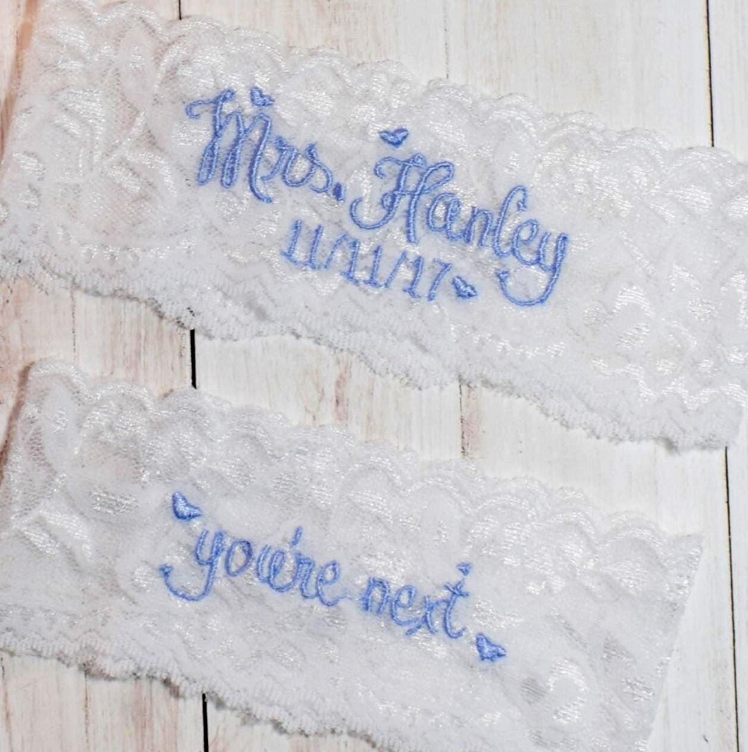 Personalized Lace Wedding Garter Set: Embroidered Bridal Gift - Etsy
